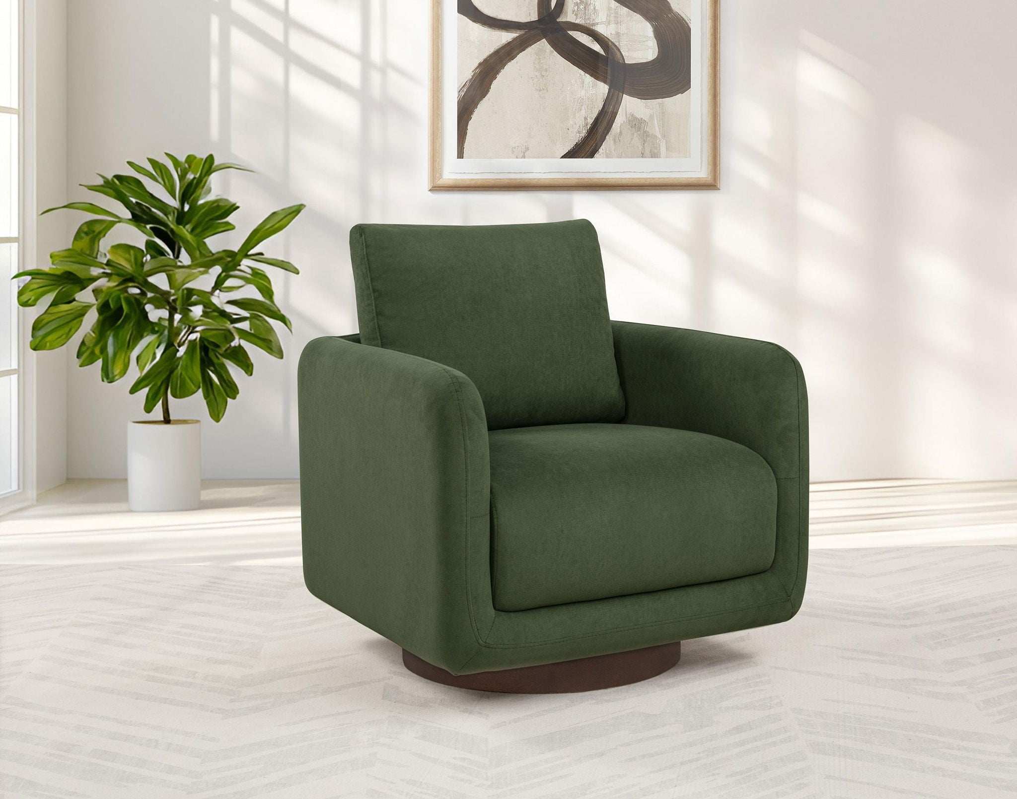 Iris Fabric Upholstered Swivel Accent Chair Matcha – Meri Furniture